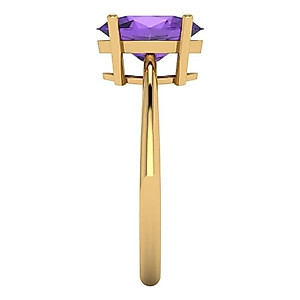 Clara Pucci 2.5ct Oval Cut Solitaire Natural Purple Amethyst Engagement Bridal Promise Anniversary Ring 18K Yellow Gold Size 3.75