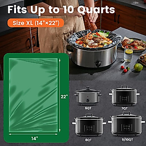 Slow Cooker Liners, Hotensil 14"x 22" 10 Count Cooking Bags Large Size Disposable Pot Liners, Fit 6QT to 10QT for Slow Cooker Cooking Trays, Multi-Purpose Durable Liners Plastic Bags, BPA Free