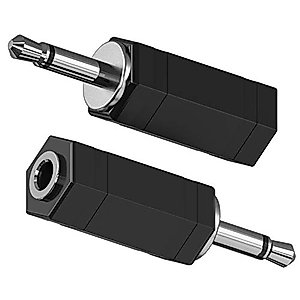 3.5mm Mono to Stereo Adapter, 2 Pack 3.5mm 1/8" Mono Male Plug to 3.5mm 1/8" TRS Stereo Female Jack for Radio, Headphone