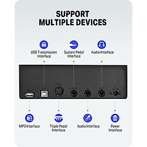 Donner DEP-20 Beginner Digital Piano 88 Key Full Size Weighted Keyboard, Portable Electric Piano with Sustain Pedal, Power Supply