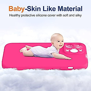 TISOOG Compatible with iPhone 14 Pro Case for Women,with 2 Pcs 9H Tempered Glass Screen Protector,[Camera Protection][Microfiber Lining] Slim Shockproof Silicone Case for iPhone 14 Pro, Hot Pink