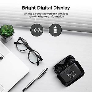 BLISSTEN Wireless Earbuds Bluetooth Headphones 5.3 with Cleaning Pen Tool Touch Control Wireless Charging Case IPX6 Waterproof Earphones in-Ear Noise Cancelling Built-in Mic Deep Bass Sound Black