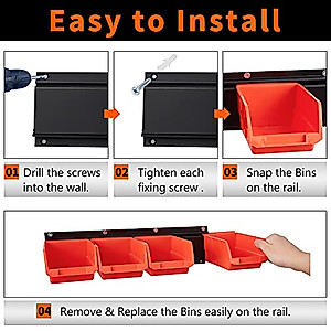 NETWAL Garage Rack with 8 Bins, Wall Mount Storage Bins, Parts Rack, Tool Organizers and Storage Screws and Bolts