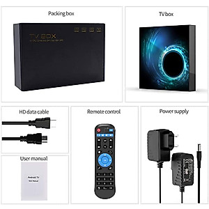 Android TV Box 10.0 4GB / 32GB, Support Dual WiFi 2.4GHz/5GHz Bluetooth 5.0 6K Ultra HD/ 3D/ H.265 Ethernet, Media Player with Bluetooth Remote Control