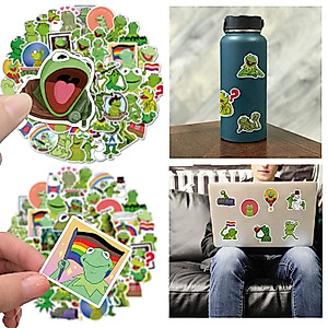 Kermit Frog Puppet with Puppets Control Rod & 50 Pcs Kermit The Frog Puppet Stickers, Hand Kermit Puppet Soft Stuffed Plush Toy for Boys & Girls - 24 Inches