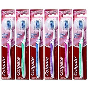 Colgate Wave Gum Comfort Toothbrush, Ultra Soft Compact Head (Colors Vary) - Pack of 6