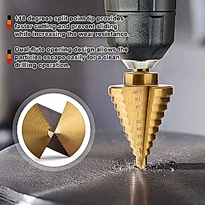 Step Drill Bit, WEAVERBIRD Titanium Drill Bit Set (1/4" to 1-3/8"), HSS Drill Cone Bits with Double Cutting Blades, Small Drill Bits, Cone Drill Bit for Soft Metal Sheet/Wood/Plastic Drilling Cutting