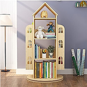 Heehee Rotating Bookshelf 360 Display Floor Standing Bookcase Storage Rack for Kids Children's Bookshelf, Book Display Stand, Wood Book Shelf Organizer for Kids, Storage Book Display Case Bookrack