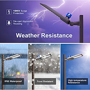 2Pack 320W LED Parking Lot Lights 44800lm (Eqv.1200W MH/HPS) 5000K Daylight Led Parking Lot Lighting with Photocell,Arm Mount, IP65 Outdoor Area Light Energy Saving Upto 2400KW*2/Y(5Hrs/Day)