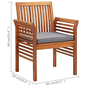 WRJENFSC Patio Dining Chair Reading Chair Garden Chairs Outdoor Chairs Lounge Chairs with Cushion Solid Acacia Wood Suitable for Poolside, Garden, Lawn, Outdoor