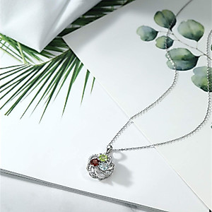 Gem Stone King 925 Sterling Silver Customized and Personalized 3 Round Gemstone Birthstone Fashion Love Mothers Flower Blossom Pendant Necklace For Women with 18 Inch Chain