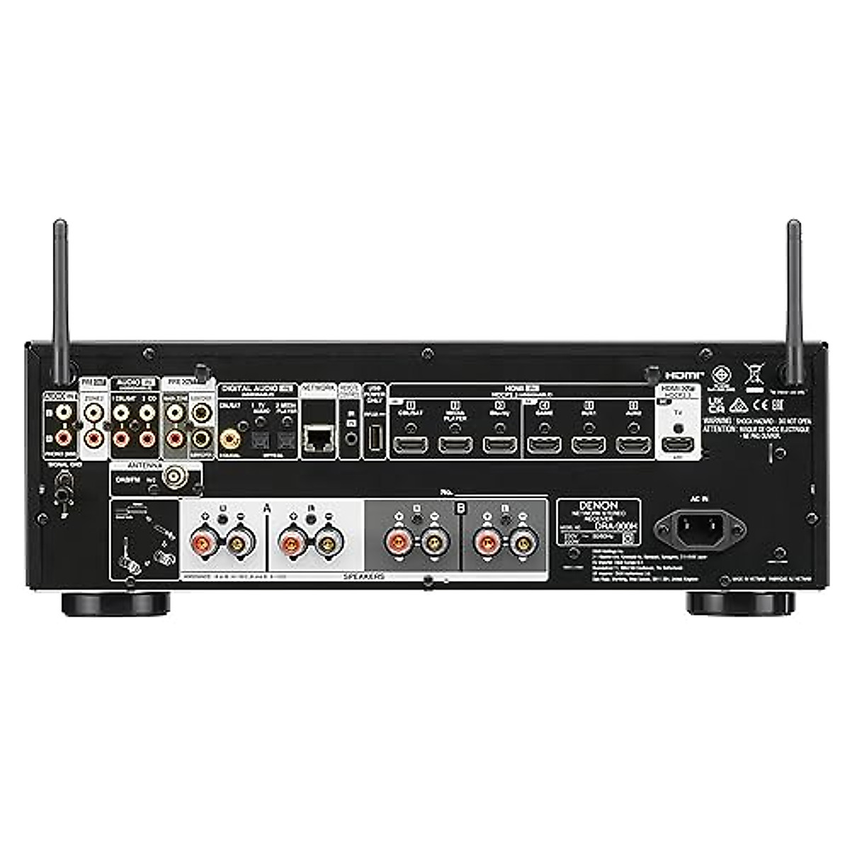 Denon Receiver DRA-900H - 2-Channel Stereo Network Receiver - 100W/Ch. Hi-Fi Amplification, Built-in HEOS, HDCP 2.3 Processing with ARC/eARC Support, Dolby Vision, HLG, Dynamic HDR