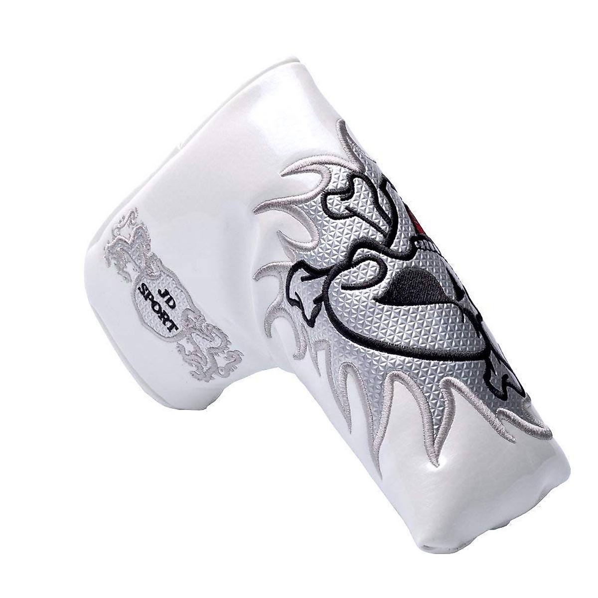 PLUSKER Skull Golf Blade Putter Cover Magnetic Closure Fashion Pattern Synthetic Crystal Mirror Leather White Golf Club Putters Headcover Protector