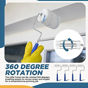 Leumoi 12 Pcs 4 Inch Paint Roller Frame 5 Wire Galvanized Steel 4 Inch Roller Frame Handle House Painting Supplies for Home Walls Ceiling Small Areas Edges and Corners, Blue