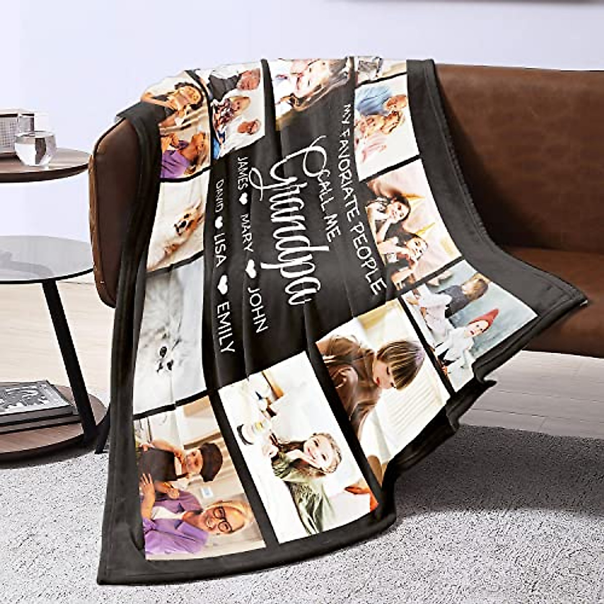 Custom Fleece Blanket with Picture Personalized Blanket Throw with Photo Name Customized Graudation Gift for Student 12 Photos Collage (120x150cm)