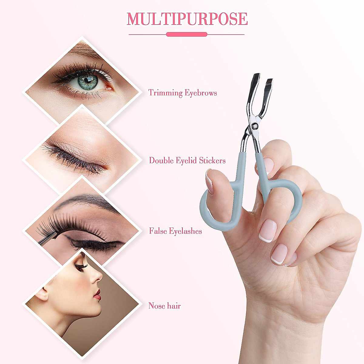 Maitys 6 Pcs Stainless Steel Eyebrow Scissors Tweezers Handle Shaped Tweezers Clip, Flat Straight Tip Brow Hair Plucker Remover Facial Hair Eyebrows Care Men Women, 3 Colors