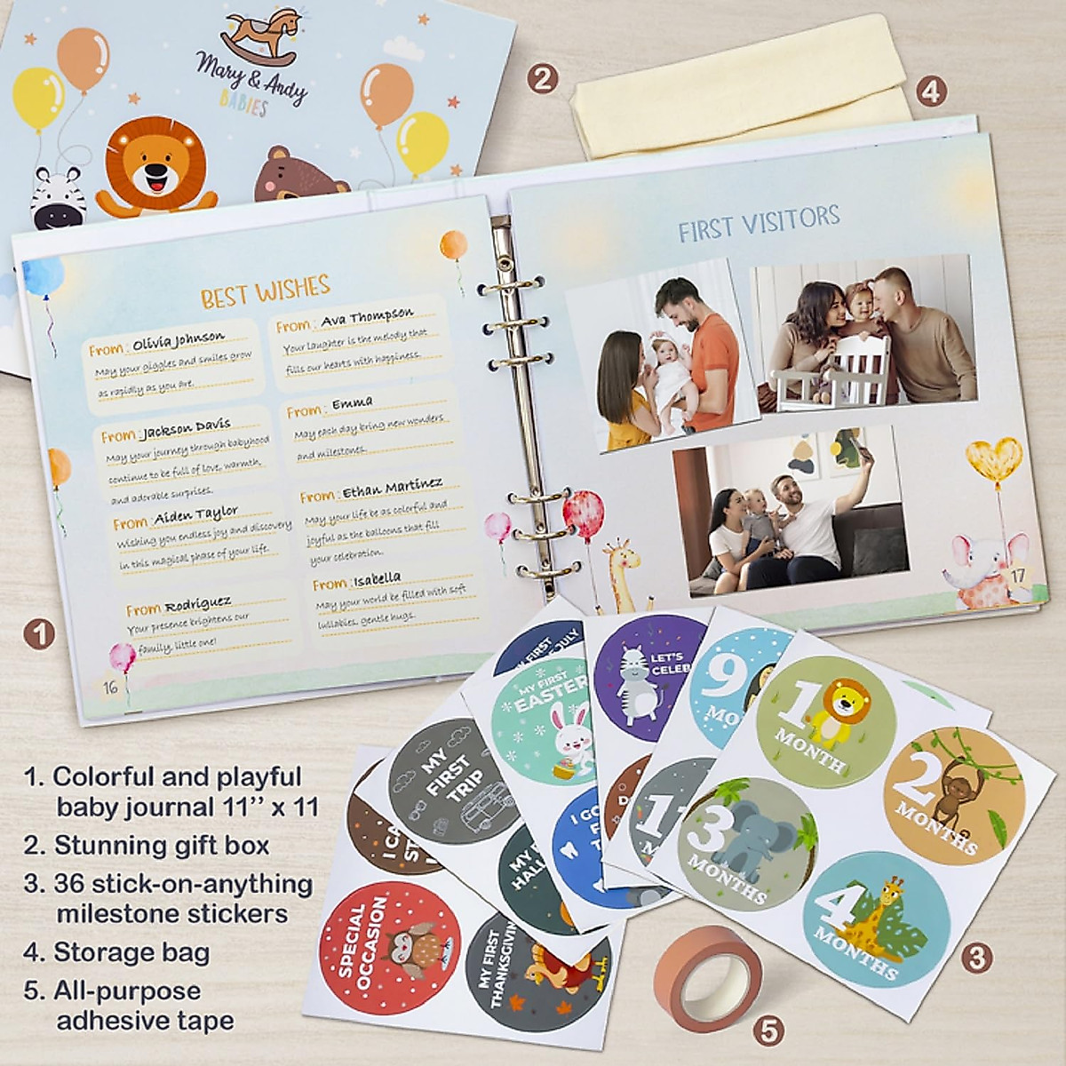 Playful Baby Book Keepsake and Baby Memory Book - First 5 Years Completely Illustrated Baby Journal - Joyful Baby Scrapbook for Boy or Girl - Easily Record Radiant Memories - Perfect for Baby Shower