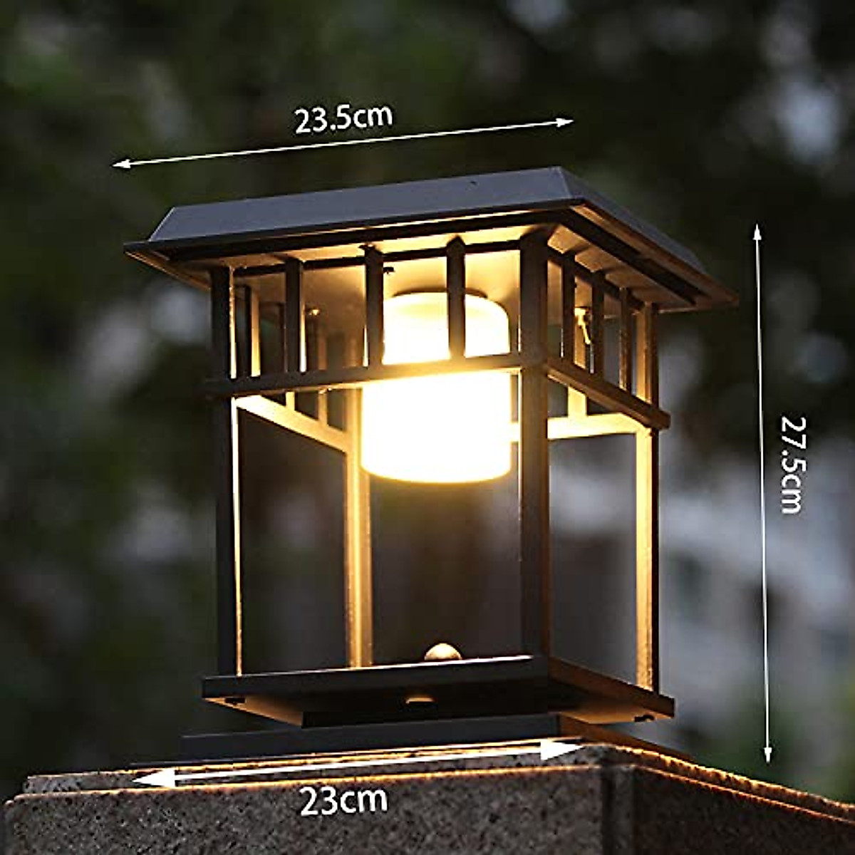 IBalody Solar Pillar Lights Outdoor Waterproof Column Lights Modern Simple Aluminum Alloy Decorative Light Home Courtyard Garden Pillar LED Light Square Pedestal