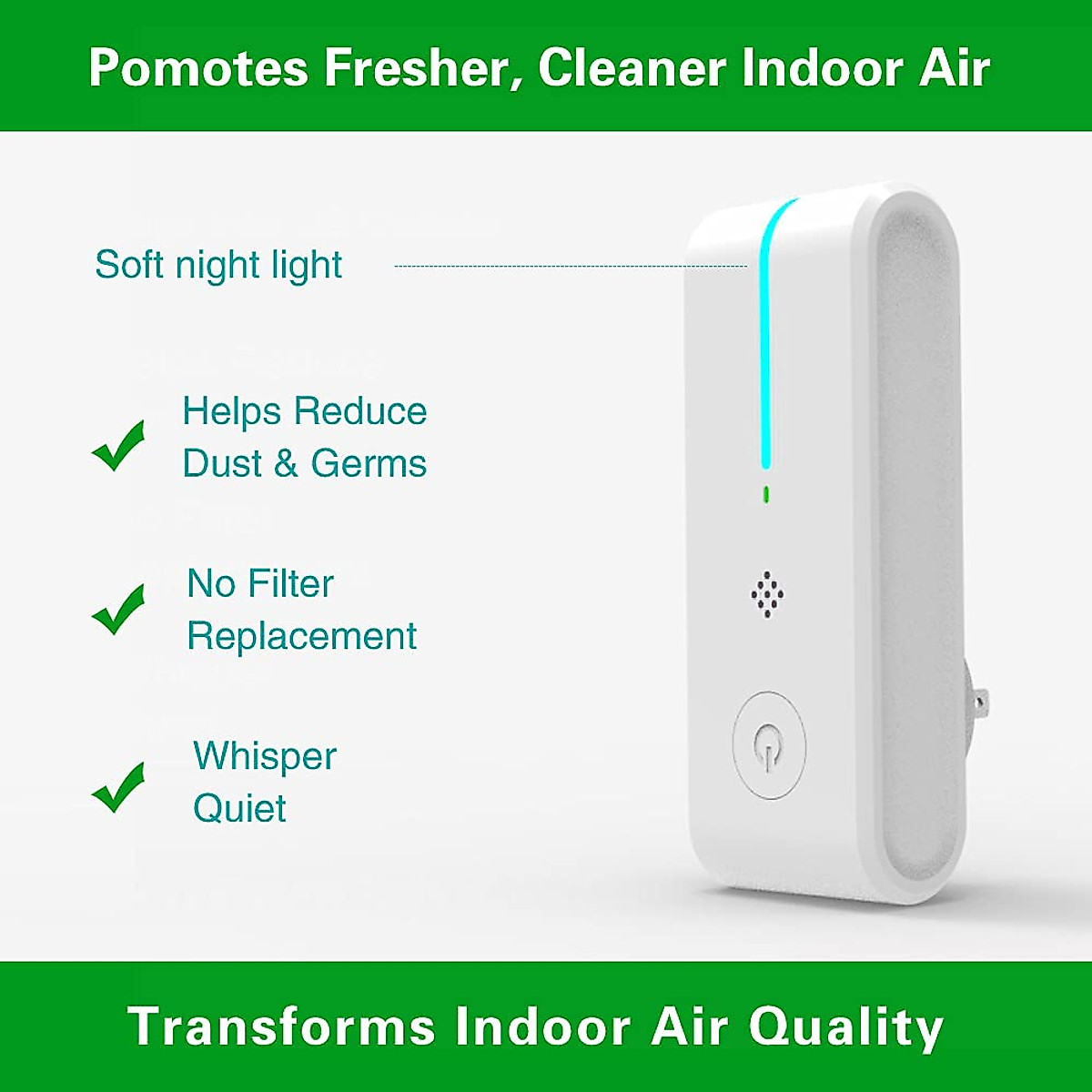 Mini Home Plug-in Air Purifier,Ionizer Air Purifier,Power Saving, Silent Suitable Portable Air Purifier for home, bathroom, living room, bedroom, hotel, pet room, toilet
