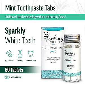 Traveling Panda, Travel Toothpaste Tablets, Chewable Charcoal Whitening Tabs, No Water Required Perfect Traveling Essentials for On The Go Teeth Brushing, Vegan and No Sugar, Mint 60 Tablets