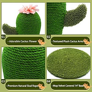 AUSCAT Cat Scratching Post, Cute Cactus Scratching Post, Nature Sisal Cat Scratcher for Indoor Cats and Kittens