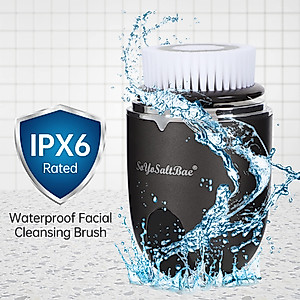 Electric Vibrating Sonic Facial Brush Cleansing Waterproof for Skin Face Exfoliating Removing Blackhead Deep Cleaning with 2 Working Speed of Men and Women