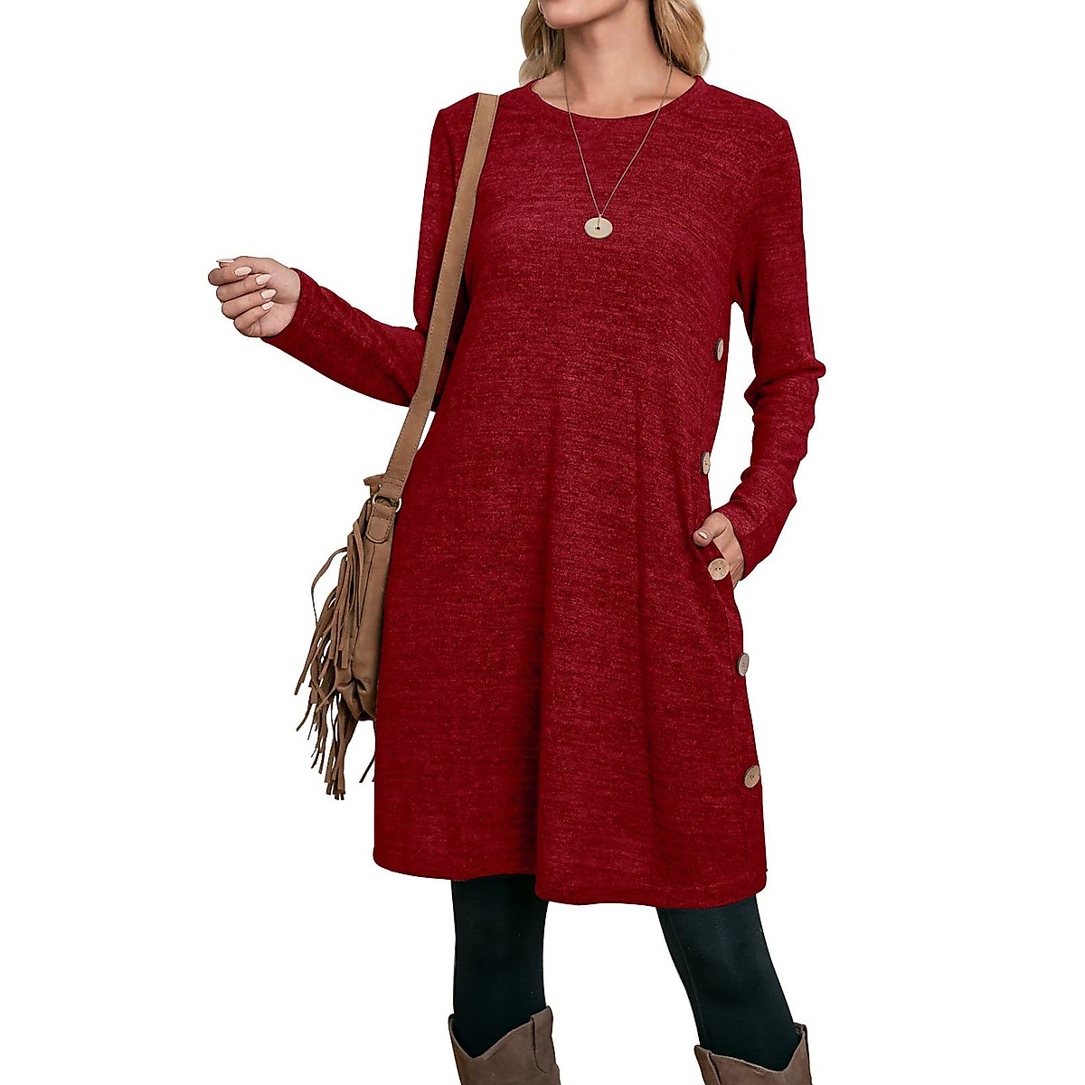 Sweater Dress Ugly Christmas Sweater Dress Womens Dresses Long Sleeve Red XL