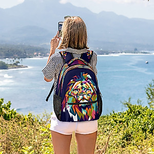 Travel Laptop Backpacks Geometric Lion Water Resistant Lightweight School Backpacks Casual Daypack for Women Men Teen Girls Boys