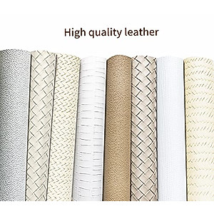 8Pcs /Set Beige Series Woven Texture Embossed Faux Leather Sheets 7.78 x 11.81 Inch Includes Weave Embossed Textured and Lattice Striped Fabrics, for Making Earrings, Handbag, Hair Bows and DIY Crafts