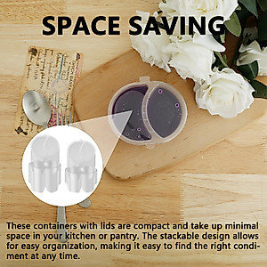 OWTWCNL 50Pcs Double Condiment Containers, Double Compartment Condiment Container with Lid, Leakproof Clear Plastic 150ml Portion Cups Chutney Chili Sauce Dips Snack Boxes