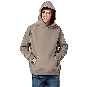 FLYCHEN Men's Solid Color Loose Hoodie Hip Hop Couples Long Sleeve Unisex Sweatshirt Khaki XL