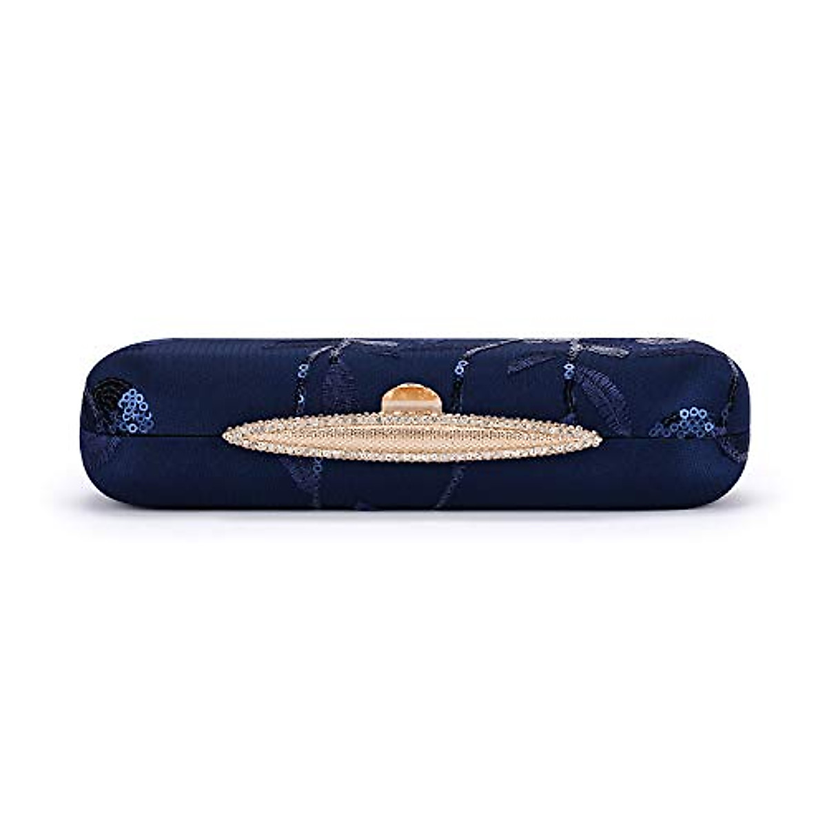 Mulian LilY M034 Evening Clutch Purses Lace Satin Beaded Sequin Prom Party Clutch Bag For Women Navy