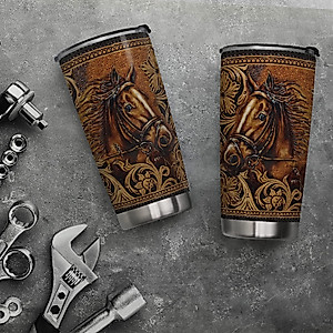 64HYDRO 20oz Horse Gifts for Girls, Women, Men, Country Gifts, Best Gifts for Horse Lovers, Valentines Day Gifts for Him, Her, Equestrian Gifts, Horse Tumbler Cup, Insulated Travel Coffee Mug with Lid