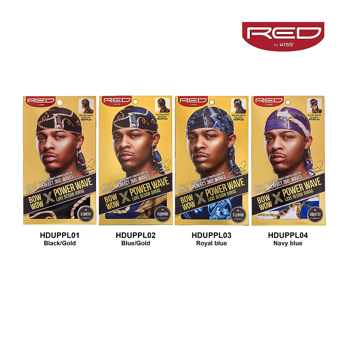 KISS RED Bow Wow Power Wave Luxe Design Durag (Black Gold)