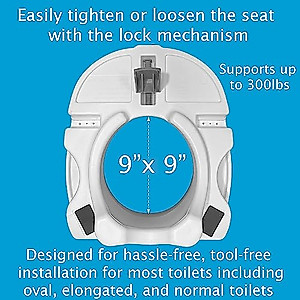 Carex E-Z Lock Raised Toilet Seat, 5 Inch Height, Toilet Seat Riser For Elderly and Handicap, Round Or Elongated Toilets, Elevated Toilet Seat and Toilet Riser For Seniors, Handicapped