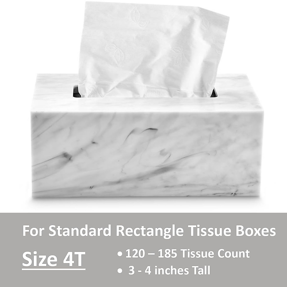 Tissue Box Cover Rectangle - Tissue Box Holder Rectangular - Compatible with Kleenex - Acrylic Marble Bathroom Accessories Decor