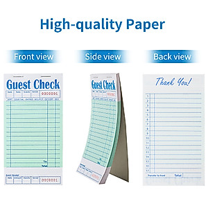 ZPARIK 6 Pack Guest Checks Books for Servers Server Note Pads, Waiter Checkbook, Waitress Notepad for Restaurants, Paper Checks 50 Sheets/Pack, 300 Total Tickets