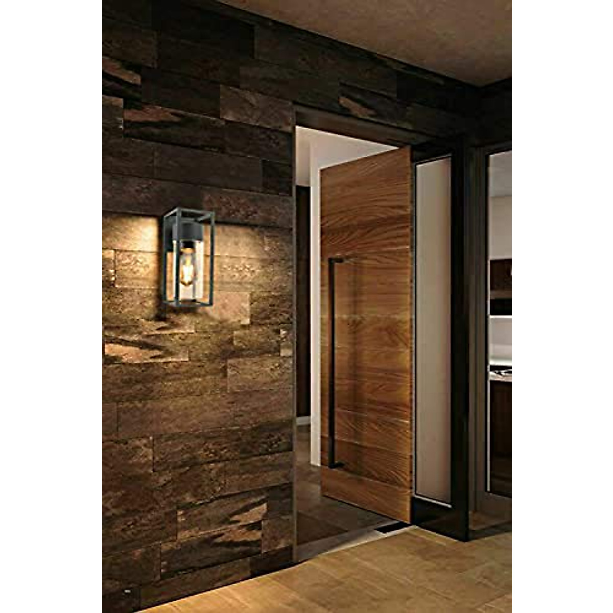 Jorunhe Rectangular Glass Wall Light, E26 E27 Wall Fixture Fitting on a Terrace, Front Door Light, for Home, Garden Wall Lantern Light, Clear Metal Lantern Garden Wall Lamp