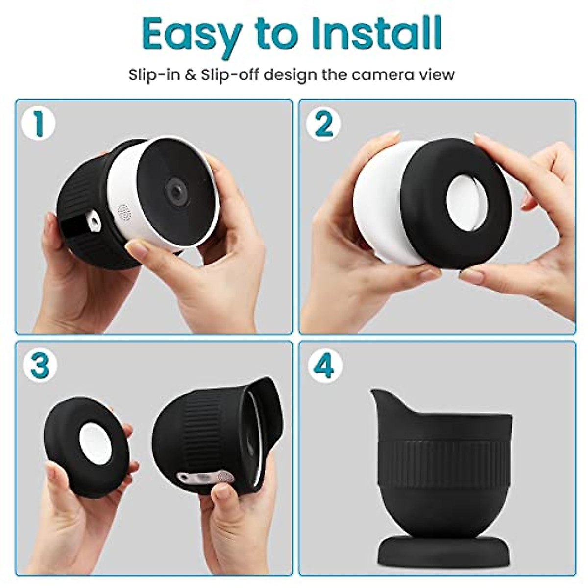 Fintie Silicone Skins Cover Compatible with Nest Cam Outdoor Or Indoor (Battery) 2021, Weather Protective Camouflaged Case for Nest Cam Battery Camera, Black