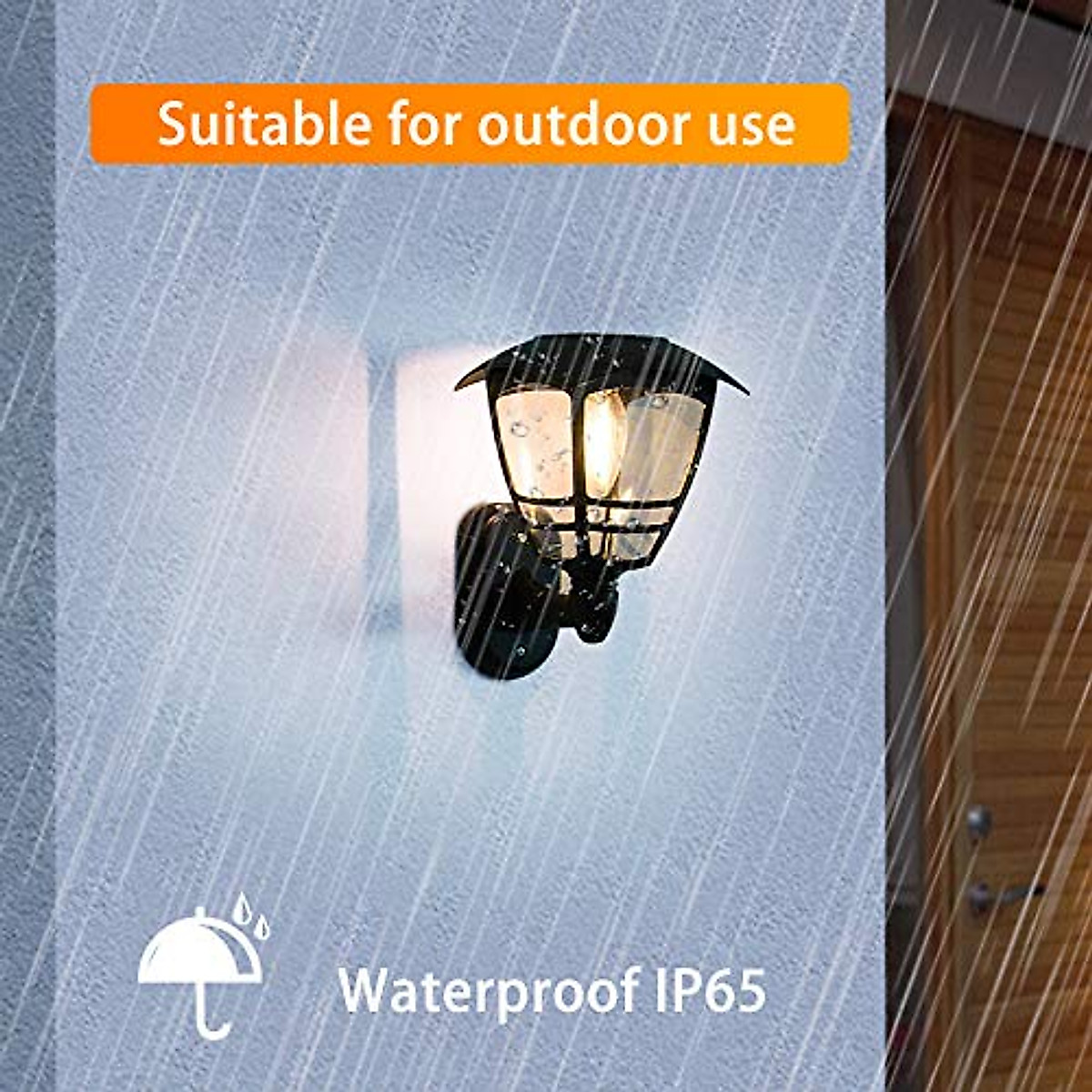 2 Pack Solar Wall Lantern Lights Outdoor Waterproof, Black Sun Powered Wall Light Fixtures, Sturdy Plastic LED Wall Lantern, Clear Warm White Lighting for Yard, Front Porch, Garage and Garden