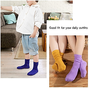 JOCMIC Girls Socks Kids Slouch Socks Girls Toddler Long Socks for Girls 6-8 Years White