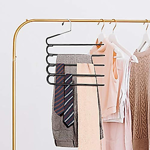 DOIOWN Pants Organizer Hangers Multi-Layer Jeans Trouser Hanger Space Saving Open –Ended Clothes Hangers Non Slip Closet Storage Organizer for Jeans Towels Scarves (3)