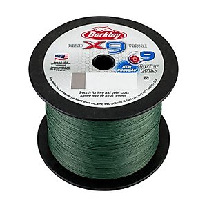Berkley x9 Braid Superline, Low-Vis Green, 40lb test | 59 lbC | 27.0kg, 2188yd | 2000m Fishing Line, Suitable for Freshwater and Saltwater Environments