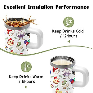 Chicken Gifts for Women Girls, Chickens Tumbler with Handle and Straw for Kids 14oz, Chicken Owners Gifts Ideas, Birthday Gift for Chickens Lovers