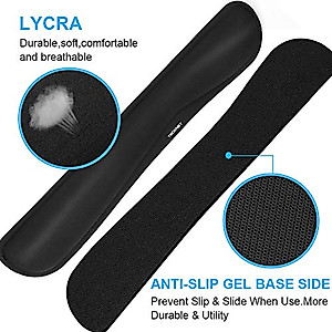 TECKNET Keyboard Wrist Rest and Mouse Pad with Wrist Support, Memory Foam Set for Computer/Laptop/Mac, Lightweight for Easy Typing & Pain Relief Ergonomic Mousepad (Black)