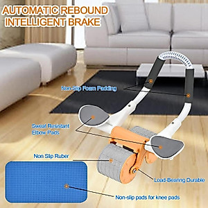 Bersauji 2023 New with Timer Ab Roller for Abdominal Exercise Machine, Elbow Support Automatic Rebound Abdominal Wheel, Abs Workout Equipment, Strengthening Trainer Fitness for Men Women,Orange