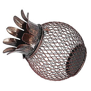 Ladieshow Wine Cork Container, Iron Pineapple Shaped Wine Bottle Cork Storage Box Ornament for Home Bar Decoration Holder Brown