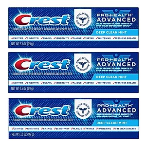 Crest Pro-Health Advanced Extra Deep Clean Mint Toothpaste3.5 oz.(Pack of 3)