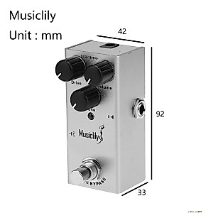 Musiclily Basic Mini Electric Guitar Effects Pedal DC 9V Adapter Powered True Bypass, Vintage Overdrive