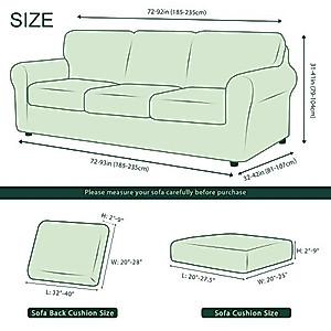 CHUN YI 7 Piece Stretch Sofa Cover, 3 Seater Couch Slipcover with Three Separate Backrests and Cushions with Elastic Band, Checks Spandex Jacquard Fabric(Large,Gray)